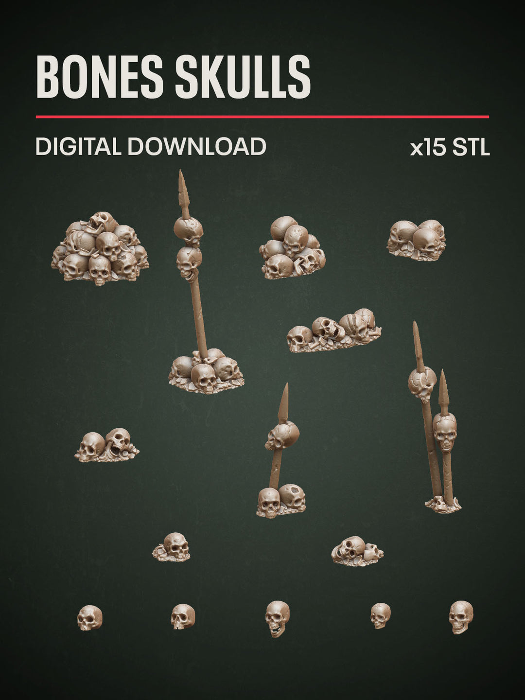 Digital Download - Bones Skulls STL – Epic Basing