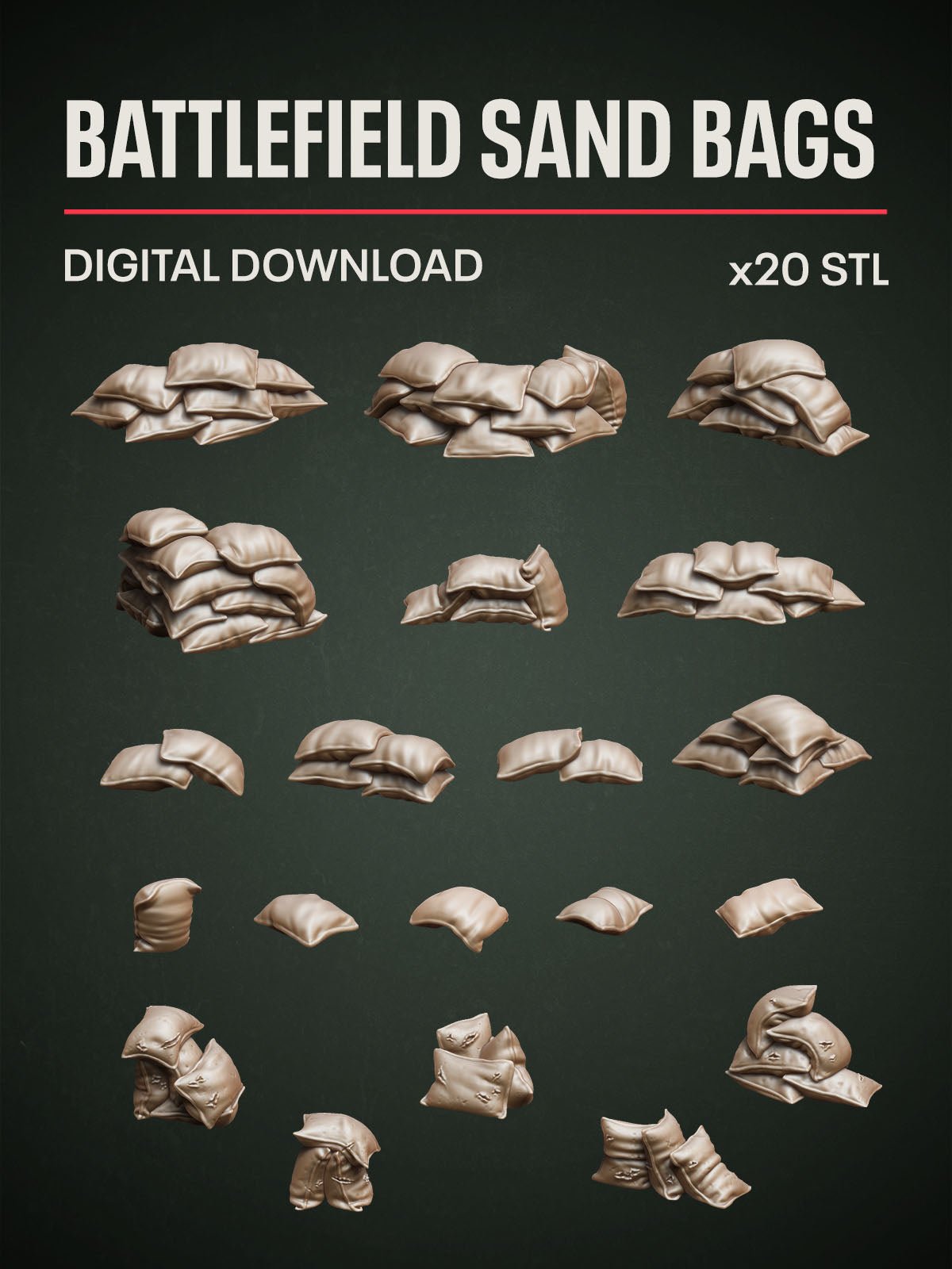 Digital Download - Battlefield Sandbags STL – Epic Basing