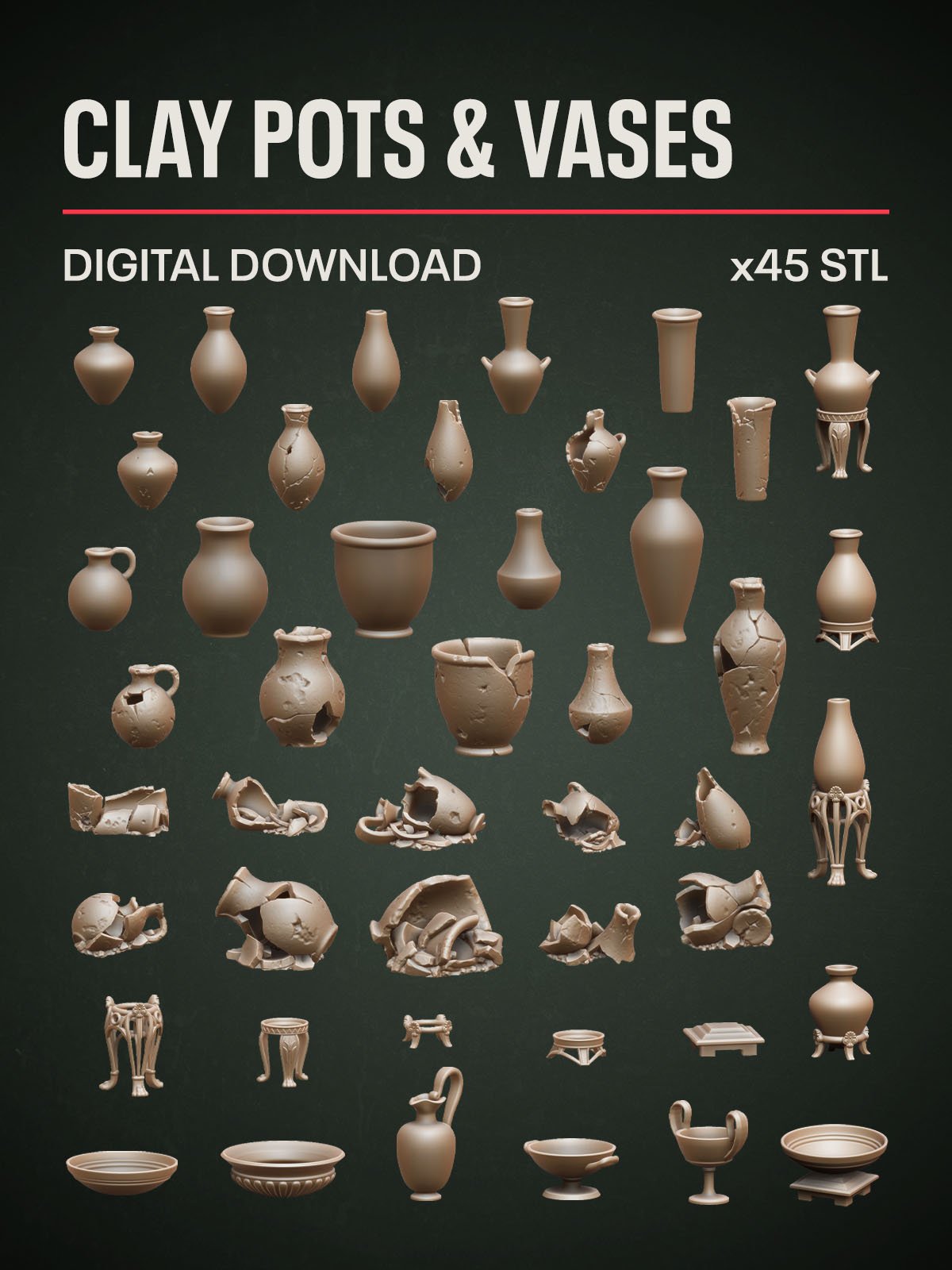 Digital Download - Clay Pots & Vases STL – Epic Basing
