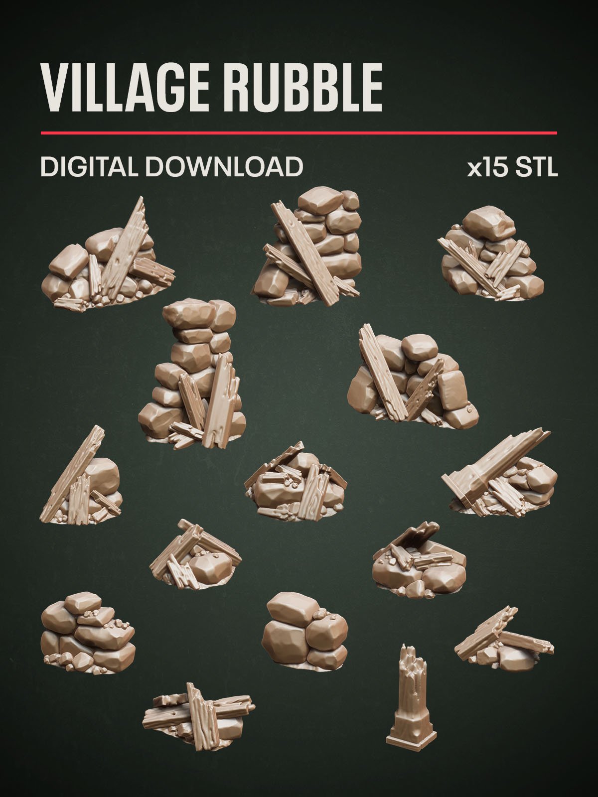 Digital Download - Village Rubble STL – Epic Basing